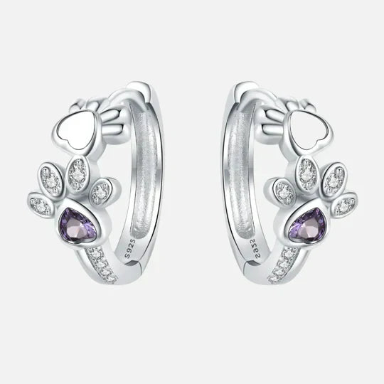 Gracie - Patte Huggie earrings made of silver with Zirconia & Herzstei ...